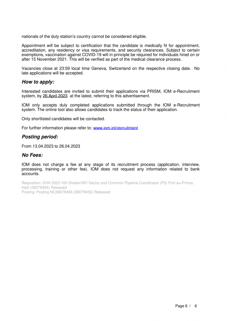 Appel à candidature : OIM recherche un(e) Coordinateur(trice) du ...