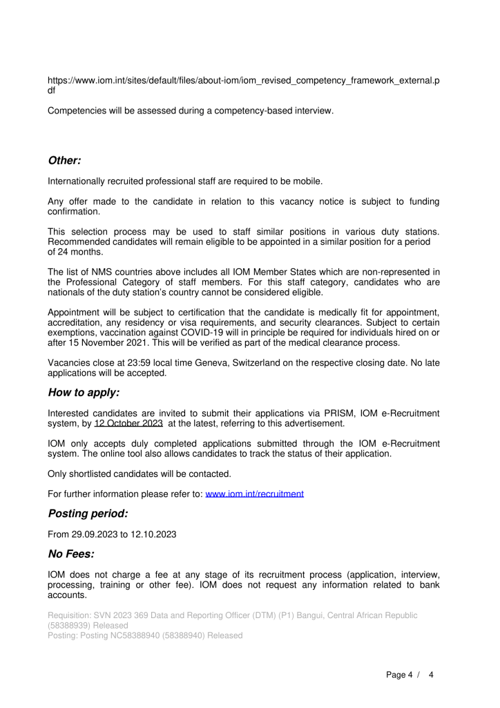 Organisation internationale pour les migrations (OIM) recrute un Chargé ...