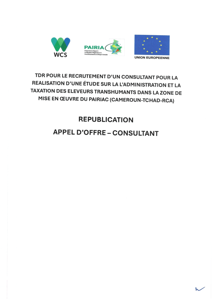 La Société de conservation de la faune (WCS) lance un avis d'appel d ...