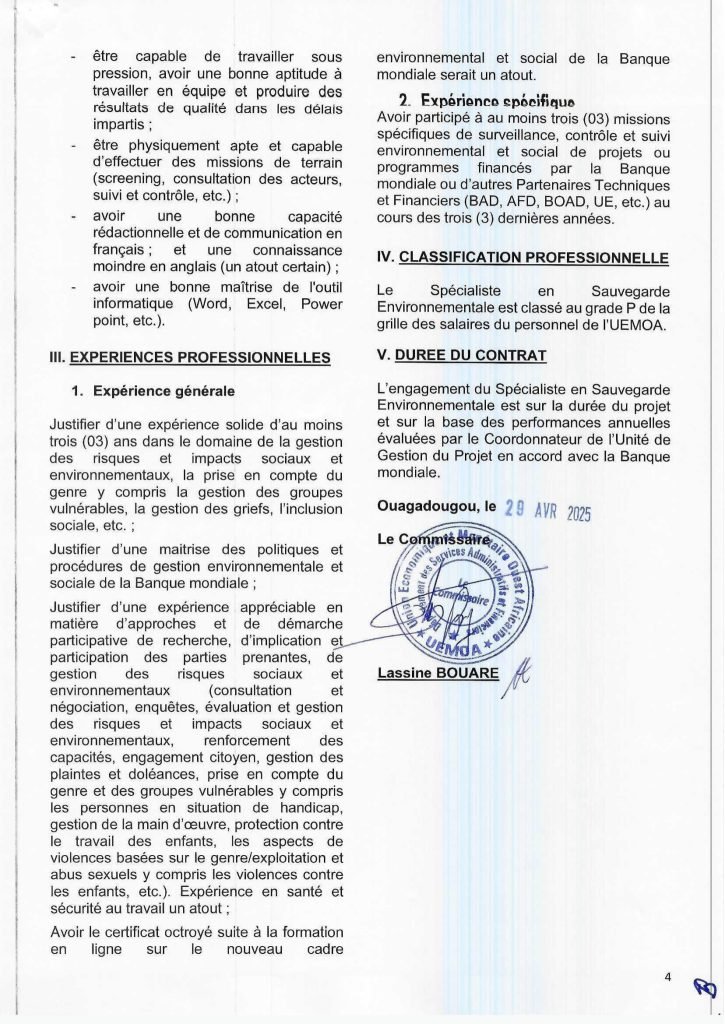 La Commission de l’Union Economique et Monétaire Ouest-Africaine (UEMOA) lance un avis de ...