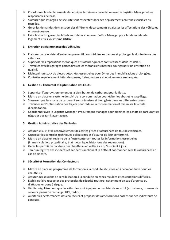 Avis de recrutement d'un(e) Stagiaire Log Fleet Officer au sein de ...