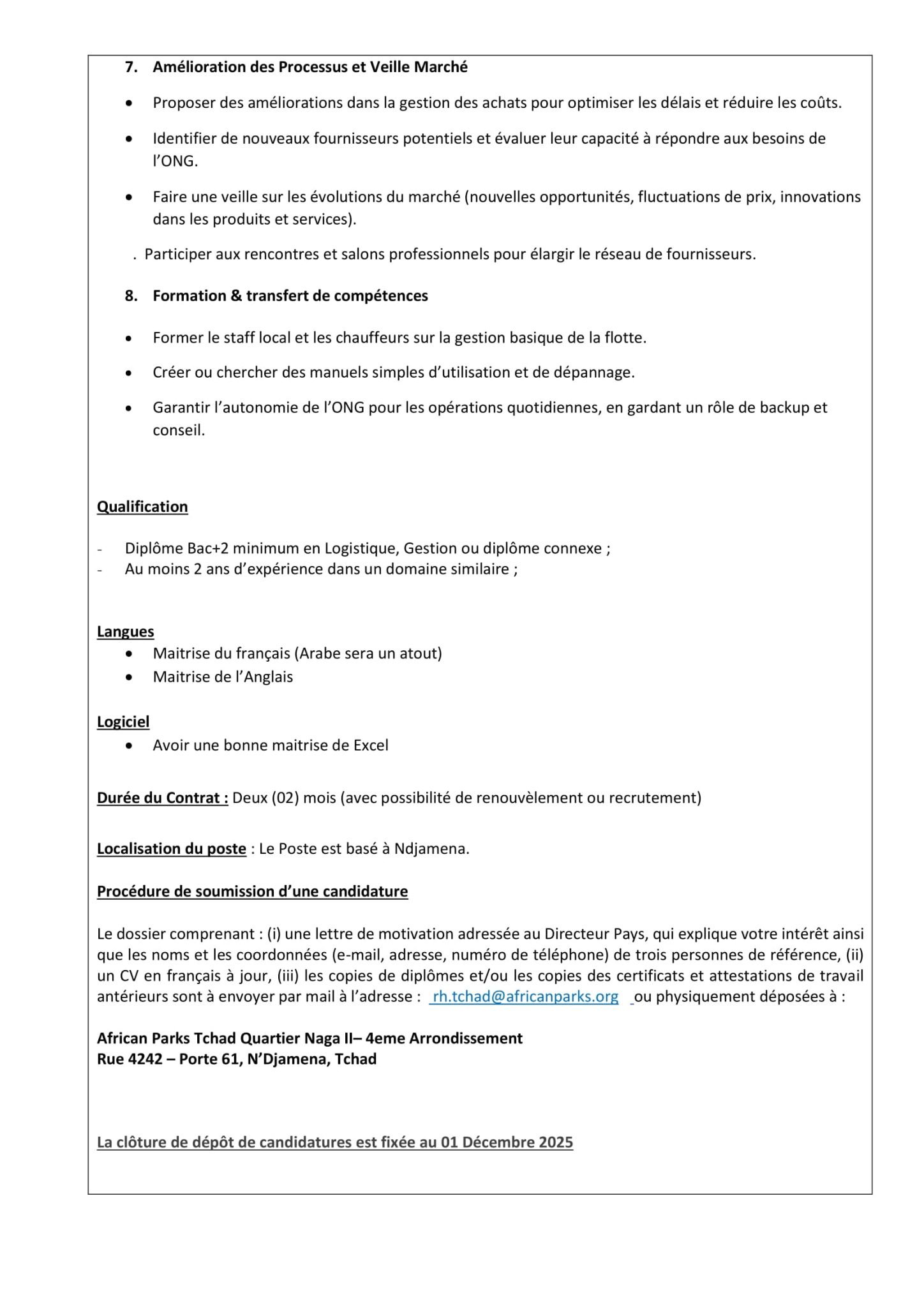 Avis de recrutement d'un(e) Stagiaire Log Fleet Officer au sein de ...