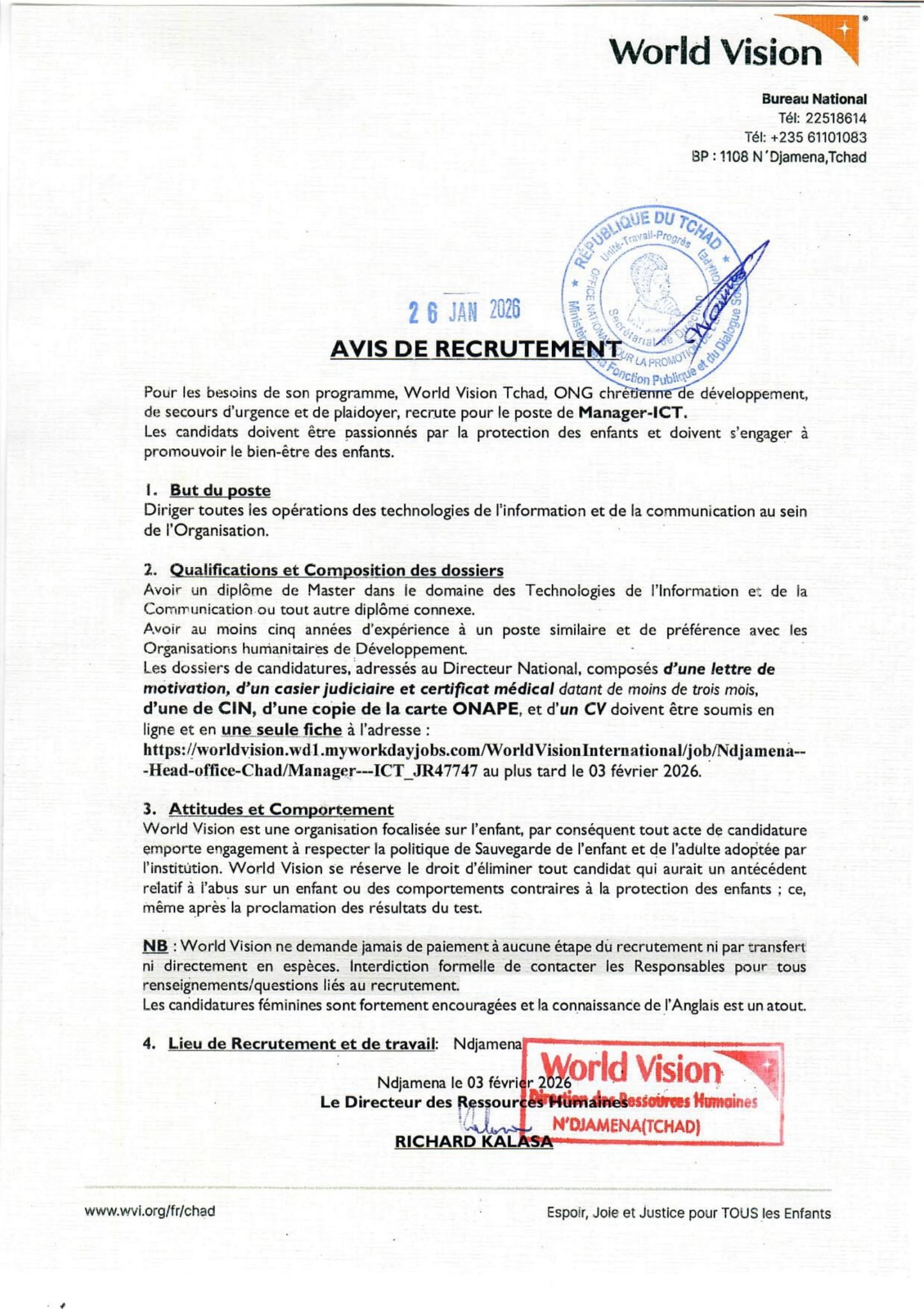 World Vision recrute un(e) Responsable des TIC (Technologies de l ...